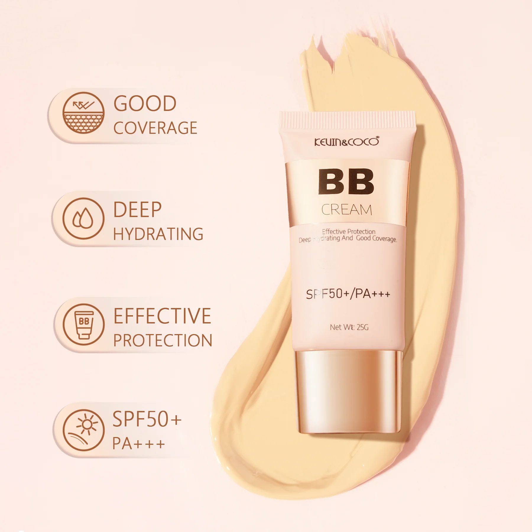 Crema BB Kevin&Coco Radiance-Enhancing, SPF 50+, PA +++, 4.5x1.5x10.8cm ...