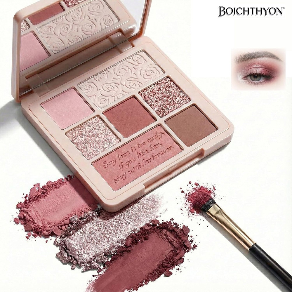 Paleta de fard de pleoape—Boichthyon®, 9 culori, Tonuri calde, mat si ...
