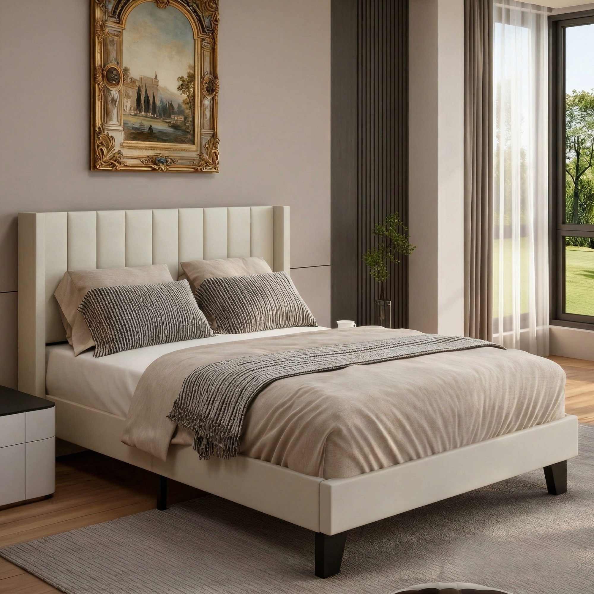 Cadru de Pat Doctor Home Cloud, 140 x 200, Tapitat, Rezistenta 400 KG ...