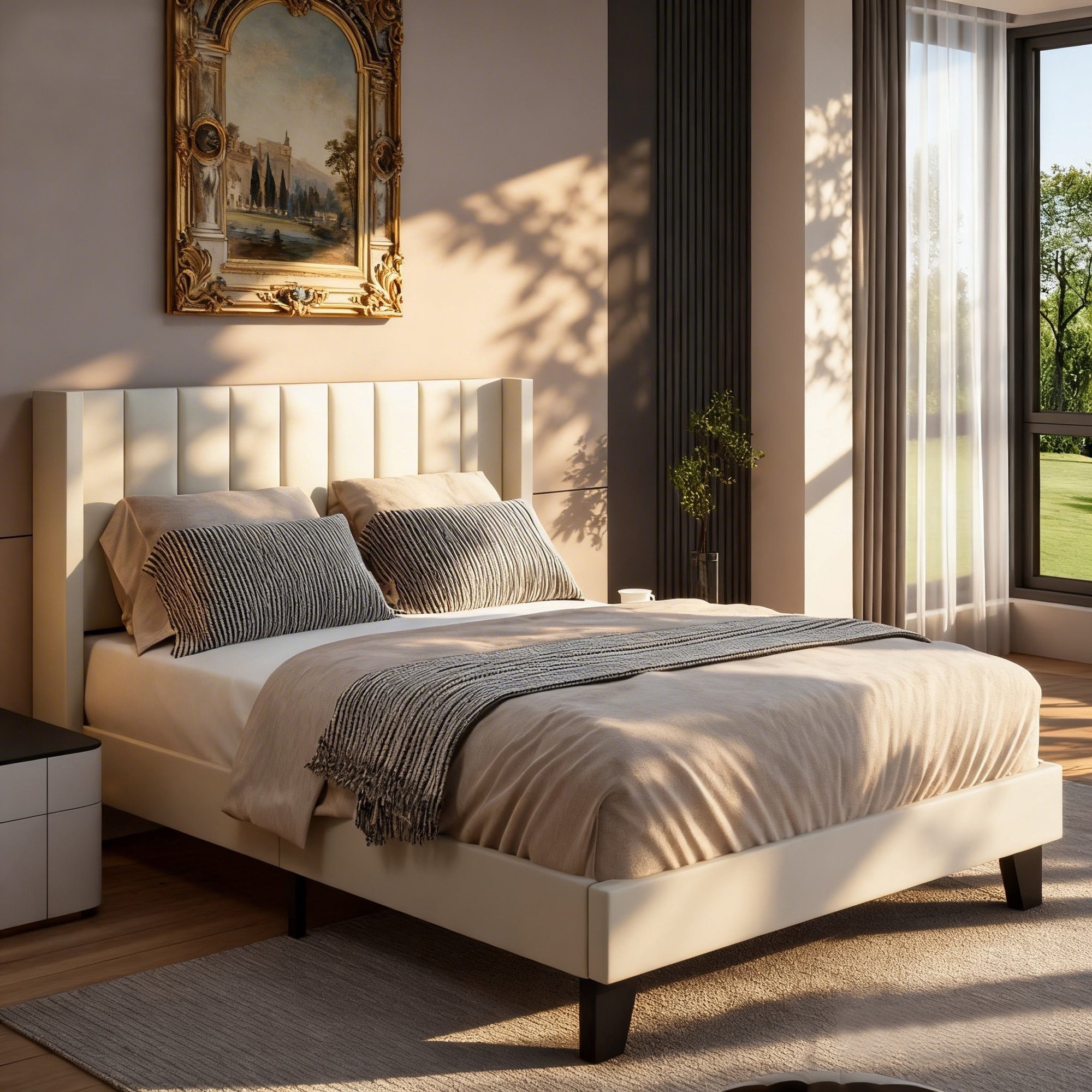 Cadru de Pat Doctor Home Cloud, 160 x 200, Tapitat, Rezistenta 400 KG ...