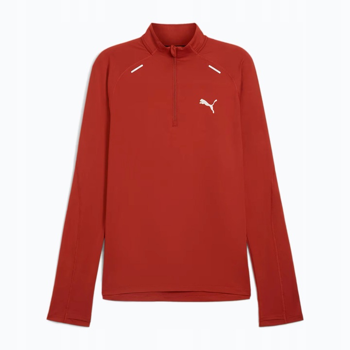 Bluza sport barbati PUMA Run Cloudspun 1/4 Zip, poliester/elastan, rosu ...