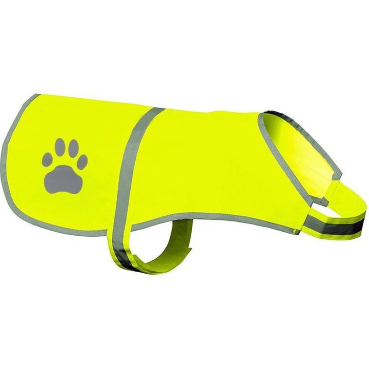 Vesta de siguranta pentru caini, galben fluorescent, cu dungi ...