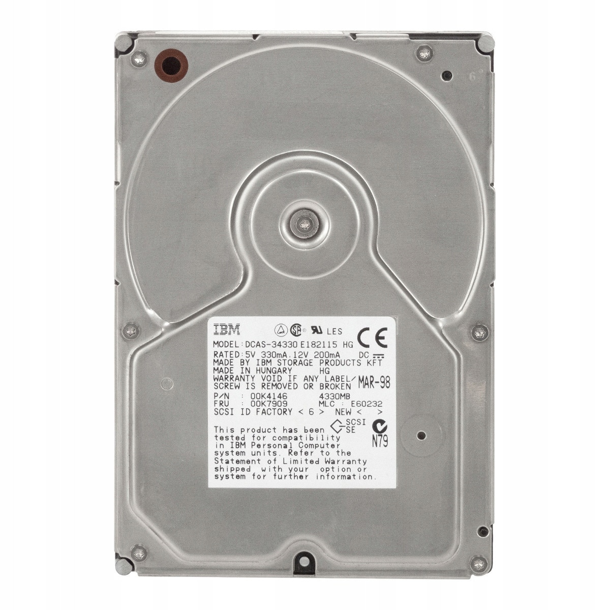 Merevlemez 3.5'' IBM DCAS-34330 4.3GB 5400RPM SCSI - eMAG.hu