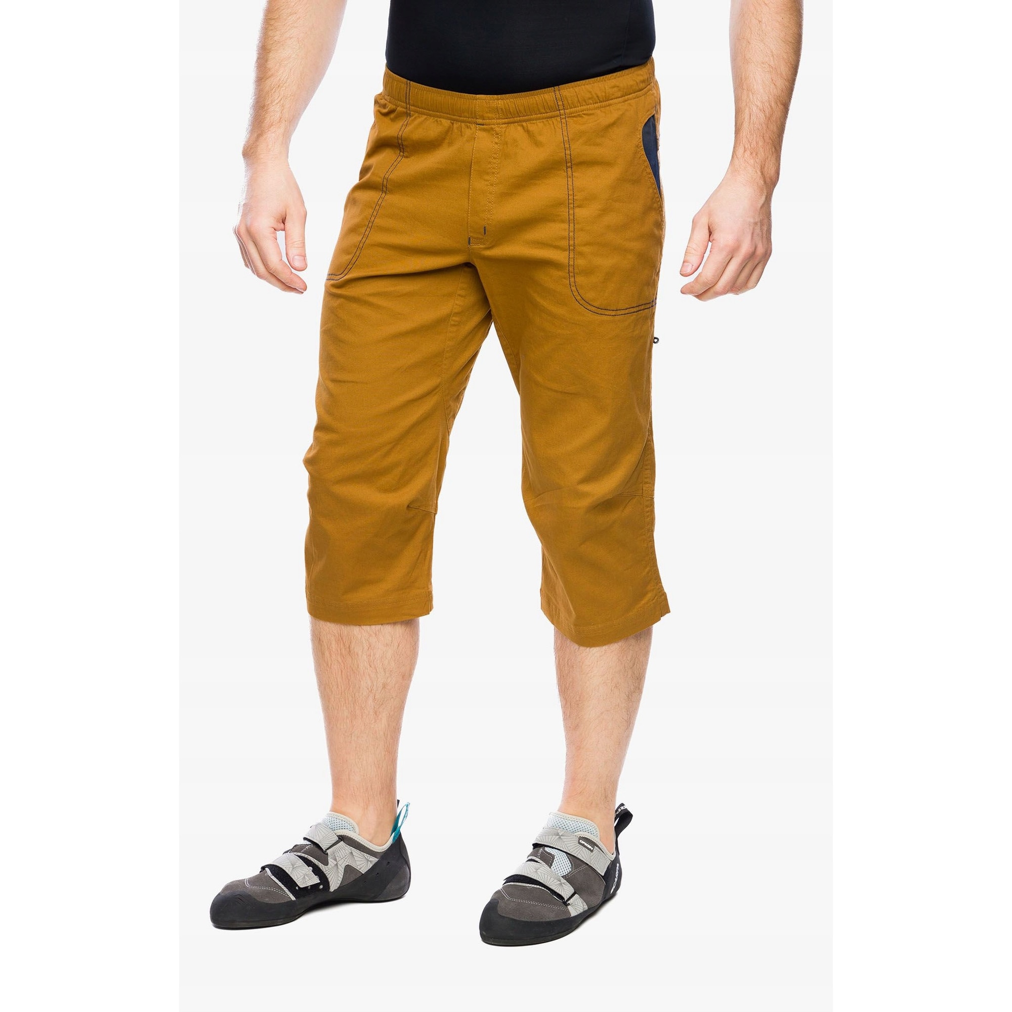 Pantaloni scurti de catarare Ocun Jaws 3/4, maron, bumbac, elasticitate ...