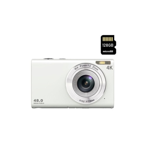 Camera foto compacta CUICH DC402AF 48MP 4K, 2.8 inch, 128GB, alb - eMAG.ro