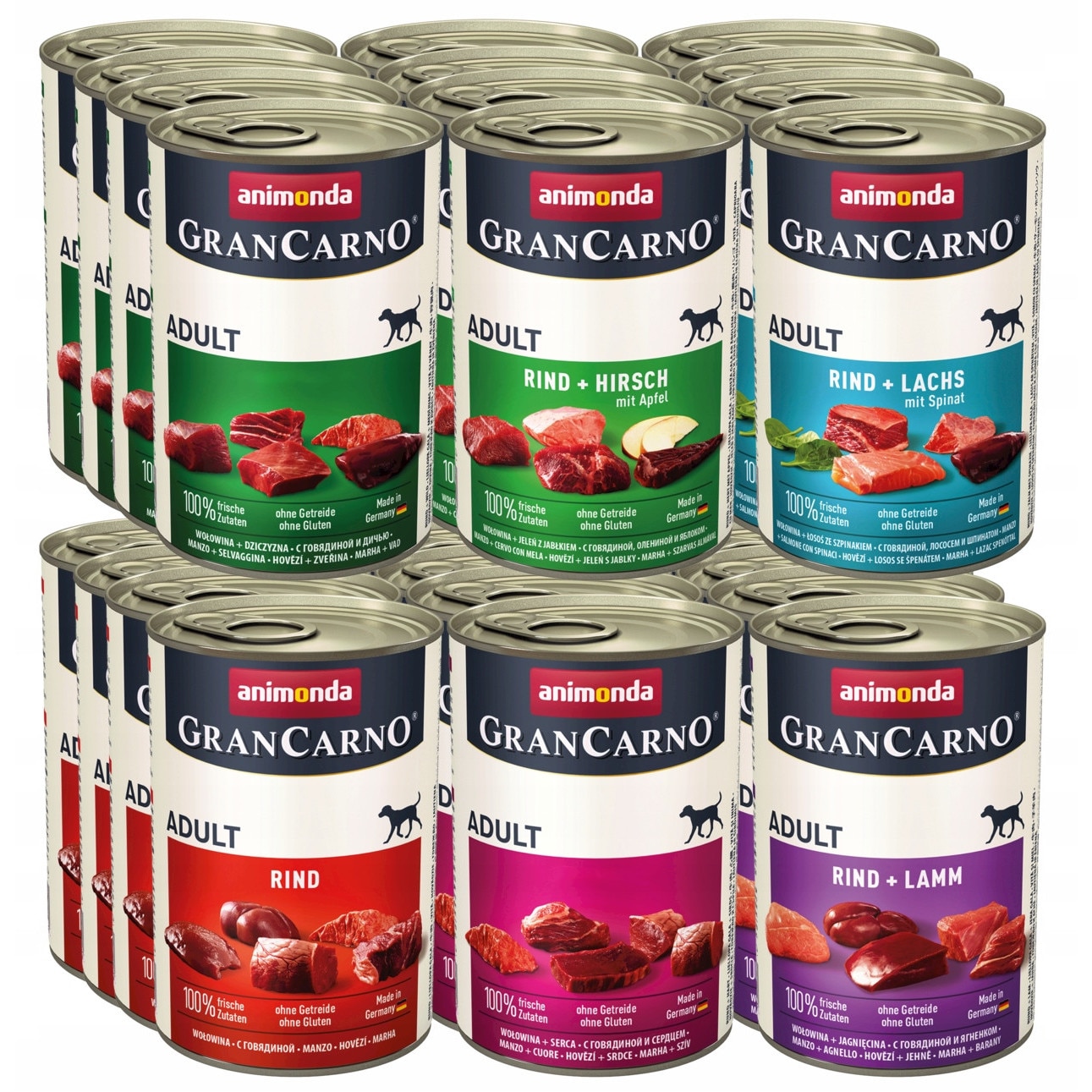 Hrana pentru caini, GranCarno, set mix 6 arome fara pui, 24x800g - eMAG.ro