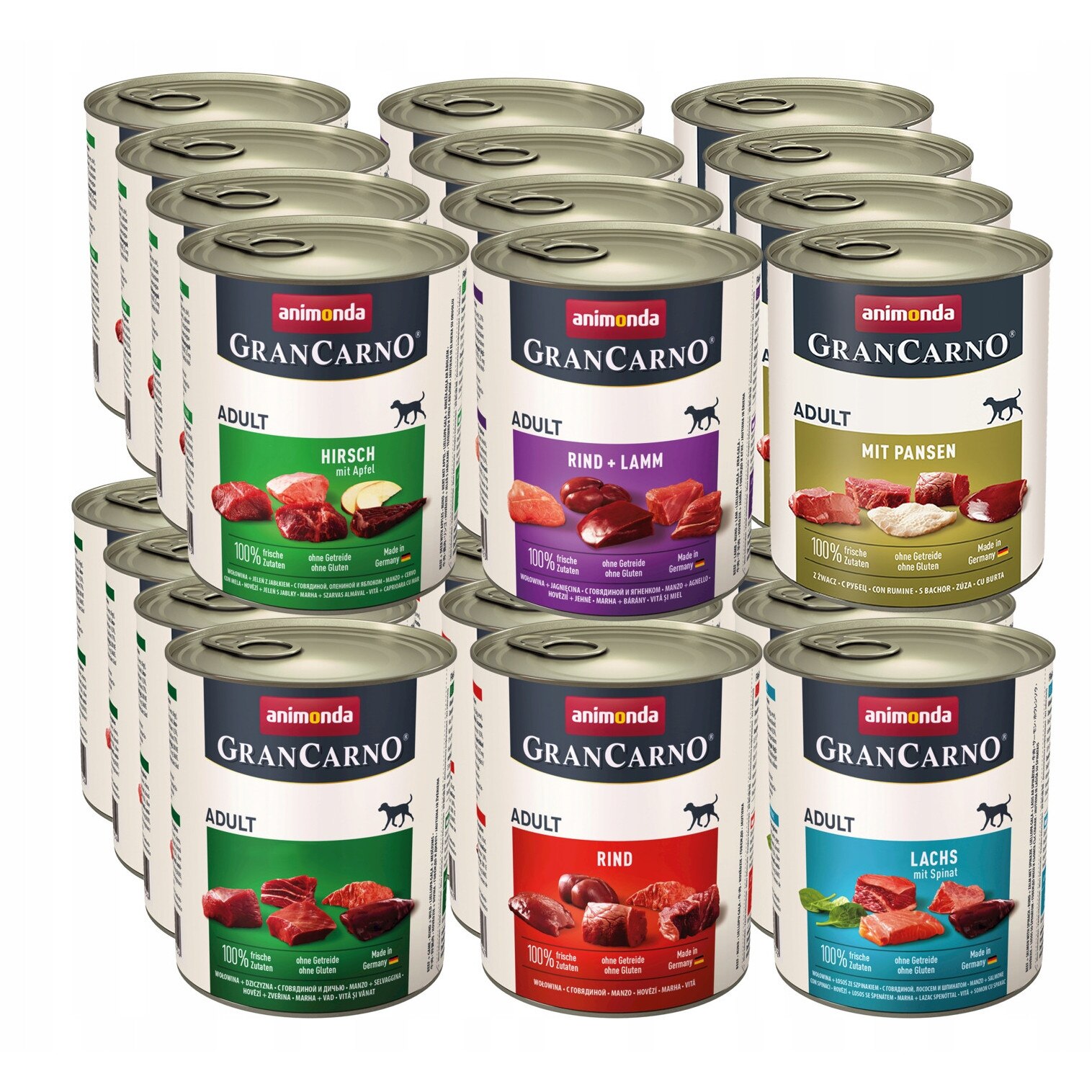 Hrana pentru caini, GranCarno, set mix 6 arome fara pui, 24x800g - eMAG.ro