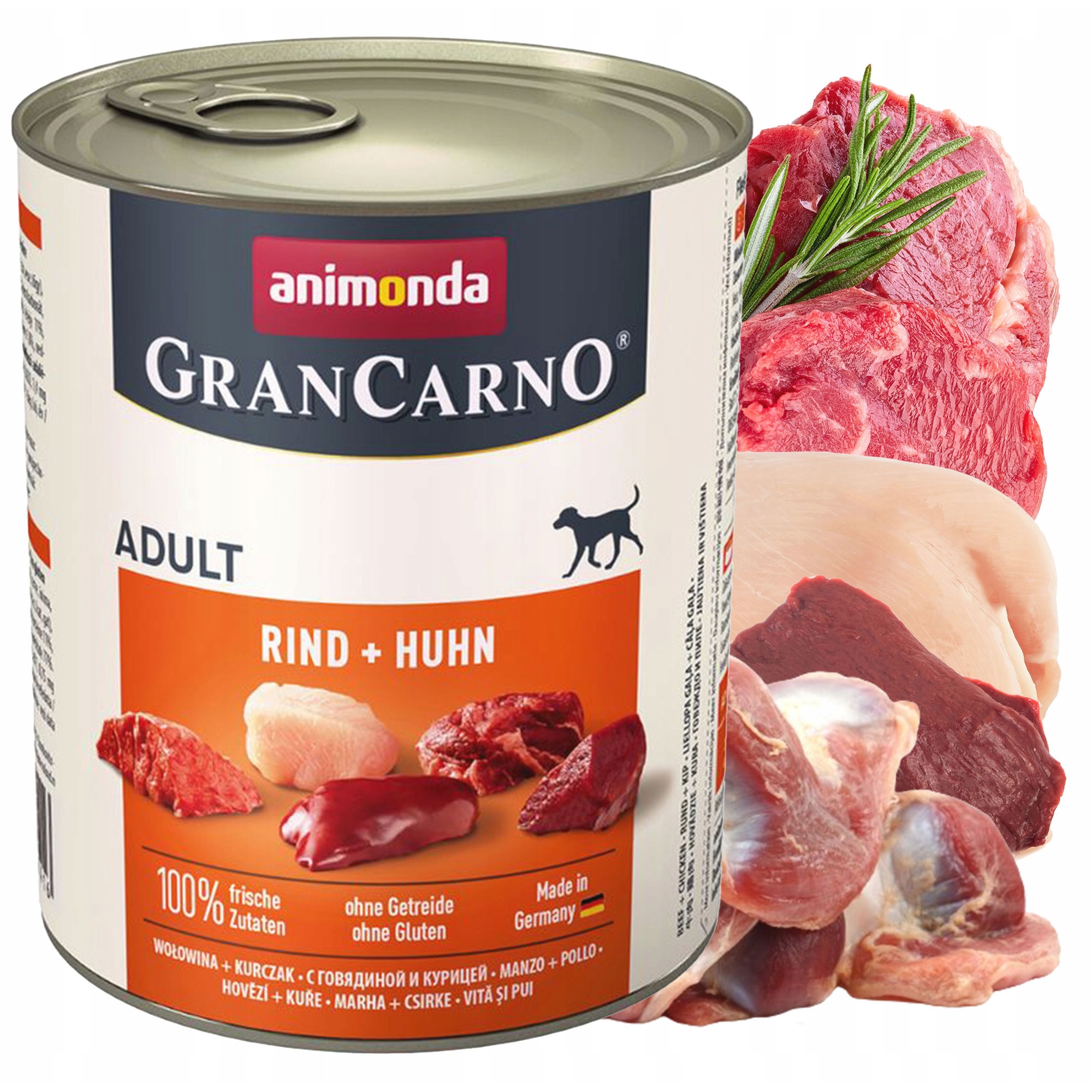 GranCarno Junior, hrana umeda pentru caini, vita/pui, fara grau, fara ...