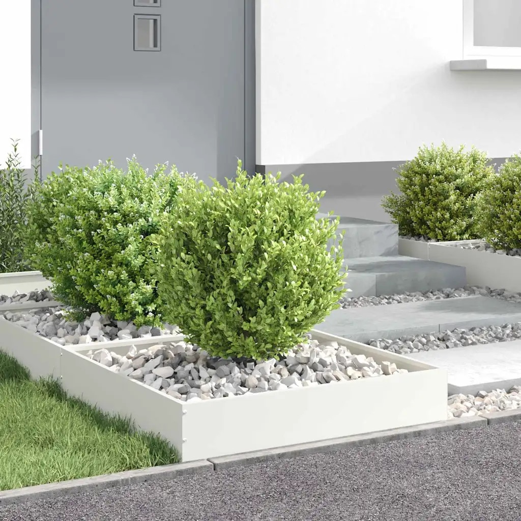 Margine pentru gazon vidaXL, Alb, 60 x 60 x 13 cm, Otel - eMAG.ro