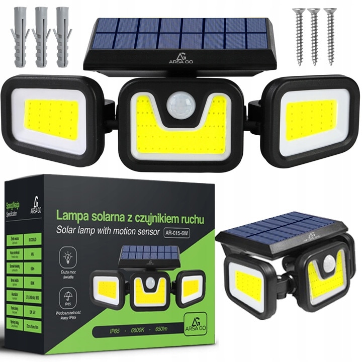 Lampa solara ARSA GO 3 in 1 cu senzor de miscare si senzor de intuneric ...