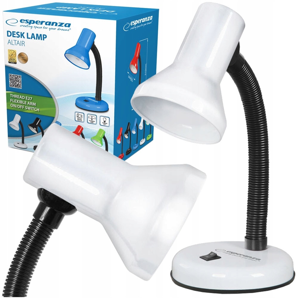 Lampa birou Emos, model ALTAIR, flexibila, alba, E27, 12W - eMAG.ro