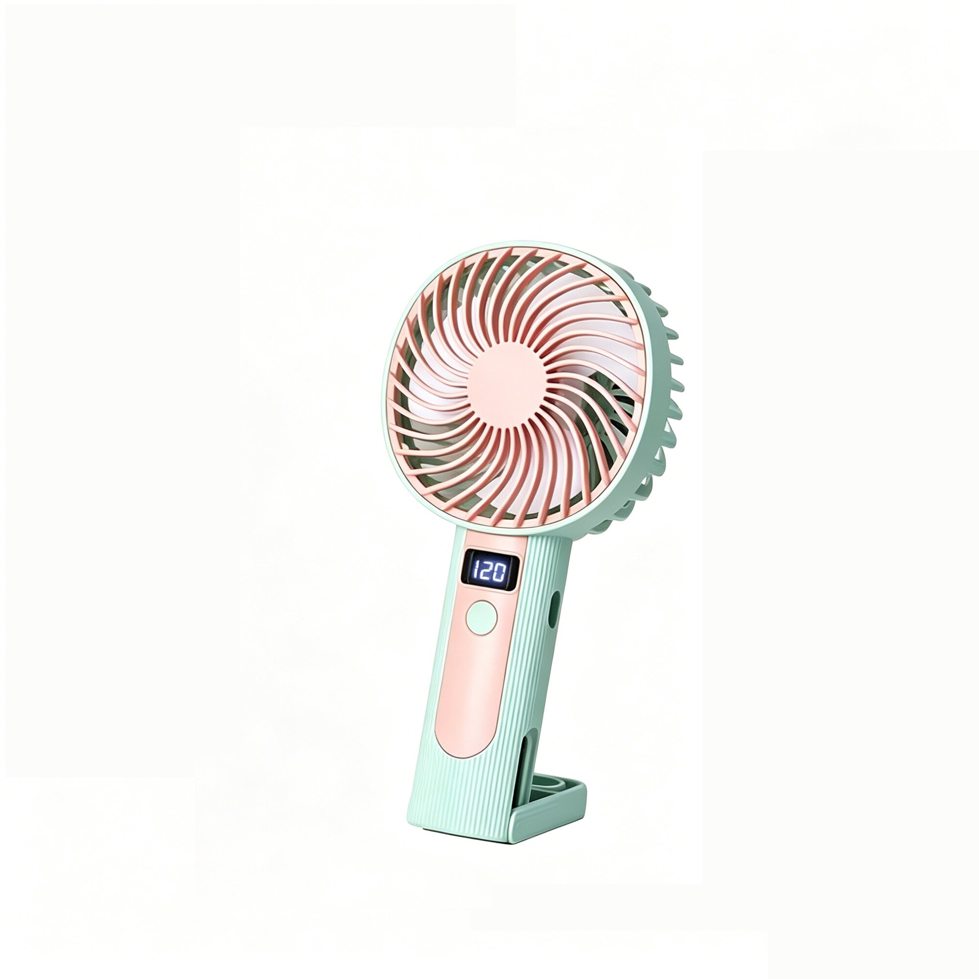 Ventilator Portabil de Mana Reincarcabil USB, Verde Menta, cu Display ...