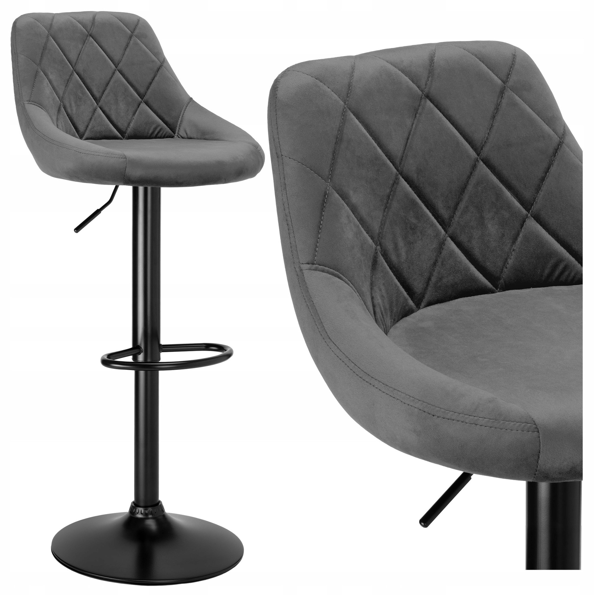 Scaun de bar, Cydro, grafit, 360° rotire, inaltime reglabila, 62-82cm ...