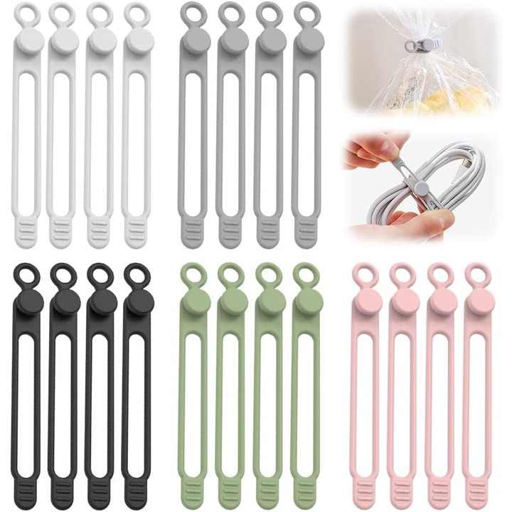 Kit organizare cabluri, Swejah, 20 Piese, reglabil detasabil, Ideal ...