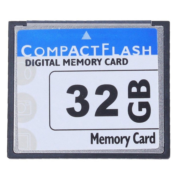Карта памет Compact Flash 32GB, бяла и синя, размери 4.3x3.65x0.3cm ...
