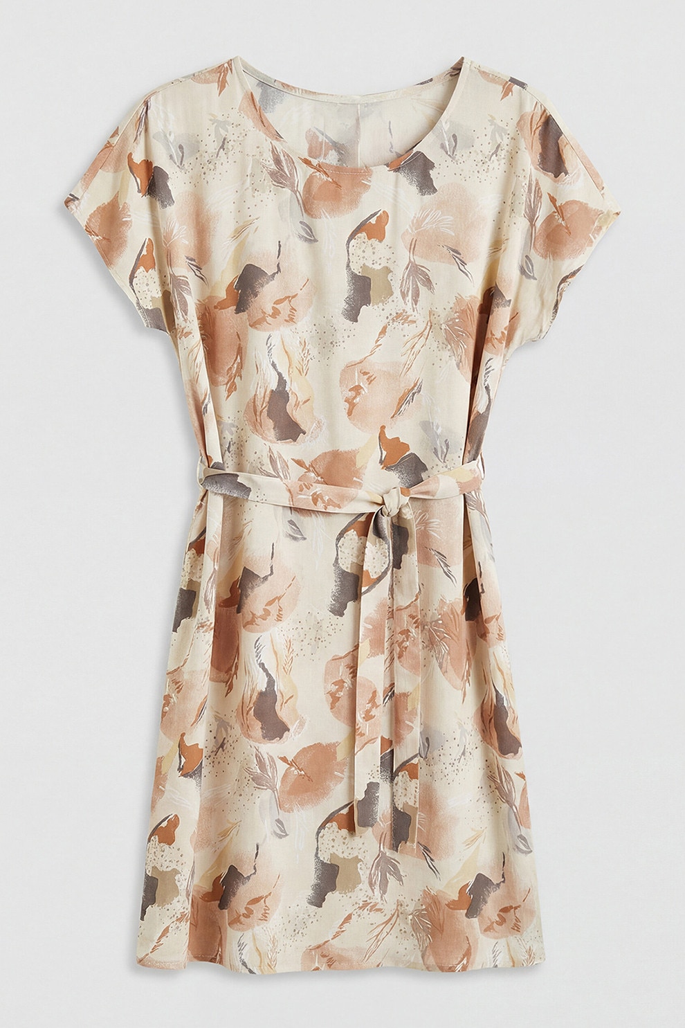 LC WAIKIKI, Rochie scurta cu imprimeu floral, Portocaliu persan, Crem ...