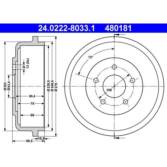Tambur frana Ate 24.0222-8033.1 - compatibil Ford - eMAG.ro