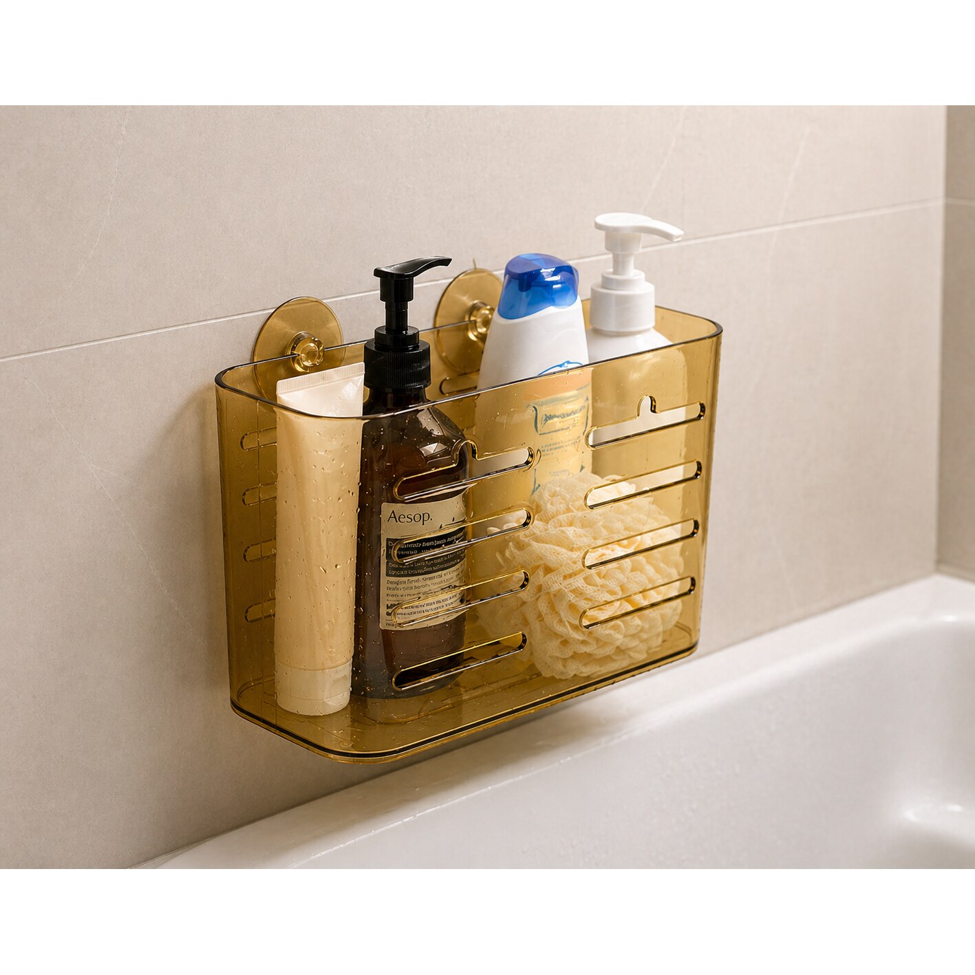 Suport baie, Organizator, Plastic rezistent, Ideal pentru sampon ...