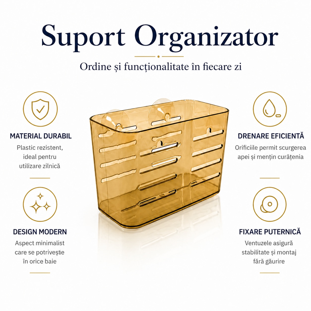 Suport baie, Organizator, Plastic rezistent, Ideal pentru sampon ...