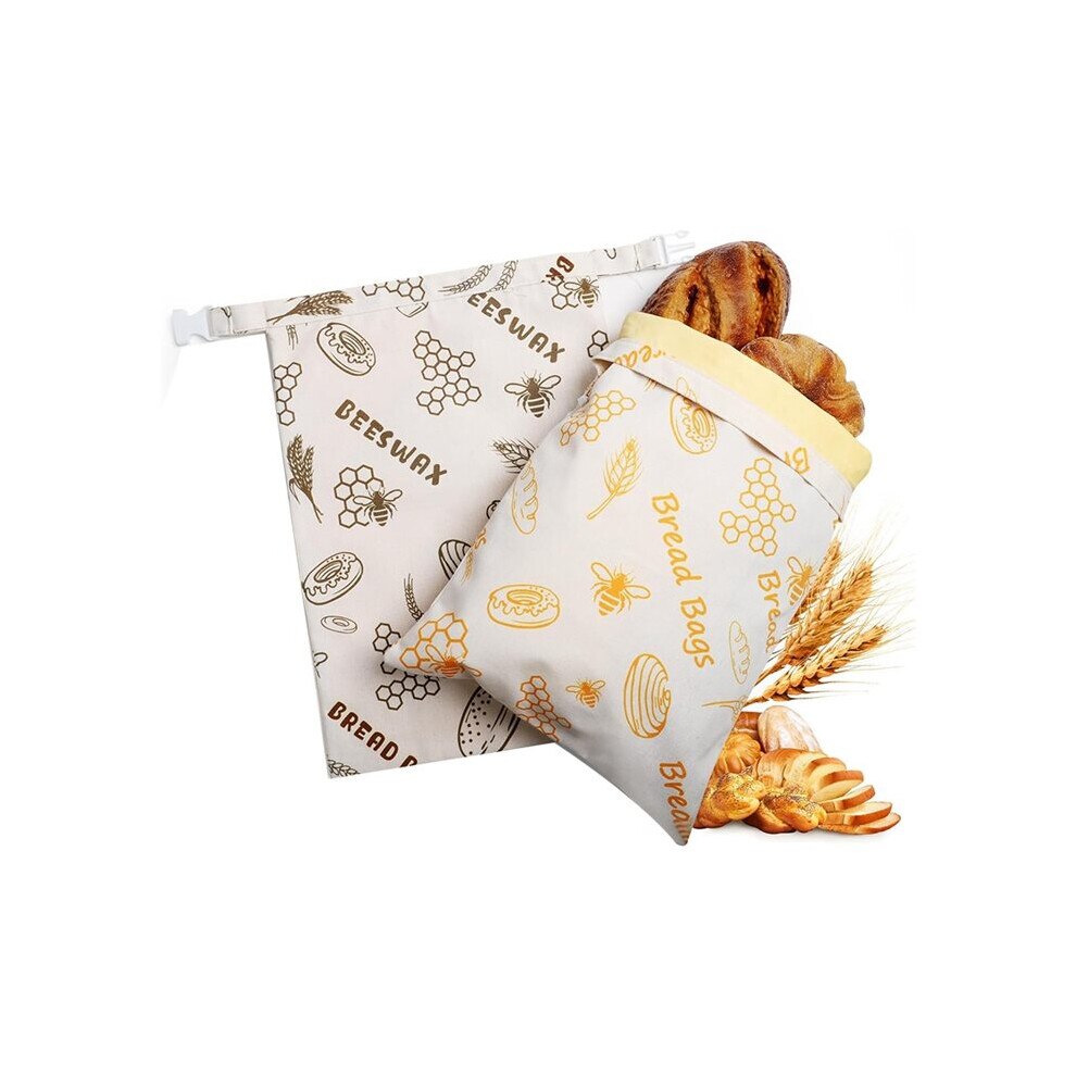 Set de 2 Saci de Paine Reutilizabili din Ceara de Albine, Culoare Gri ...