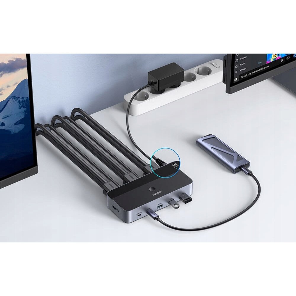 Ugreen AK500 KVM kapcsoló, 2 számítógép, 2 monitor, 4K 60Hz, USB 3.0 ...