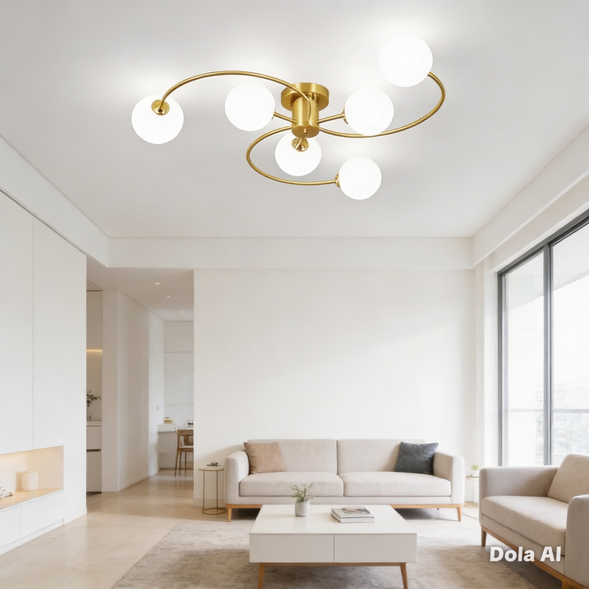 Lustra Moderna Aurie Globuri Sticla alb Lucioasa 6 Globuri E27 Elegant ...