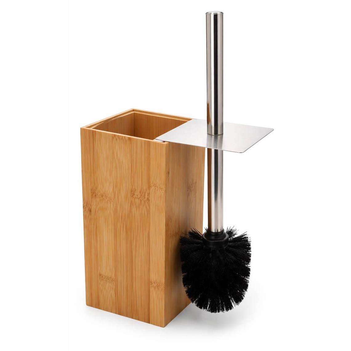 Perie WC cu suport din bambus si maner inox – set elegant pentru baie ...