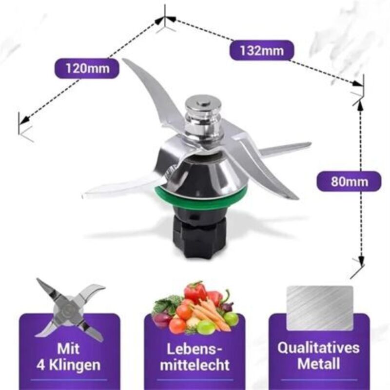 Cutit compatibil pentru Thermomix Bimby TM5 TM6, 4 lame, otel ...