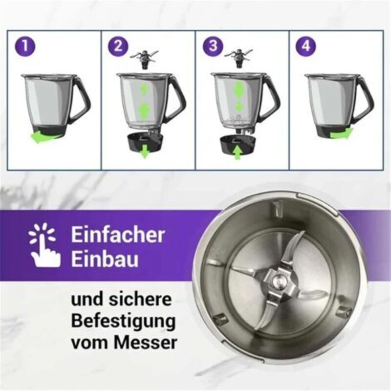 Cutit compatibil pentru Thermomix Bimby TM5 TM6, 4 lame, otel ...