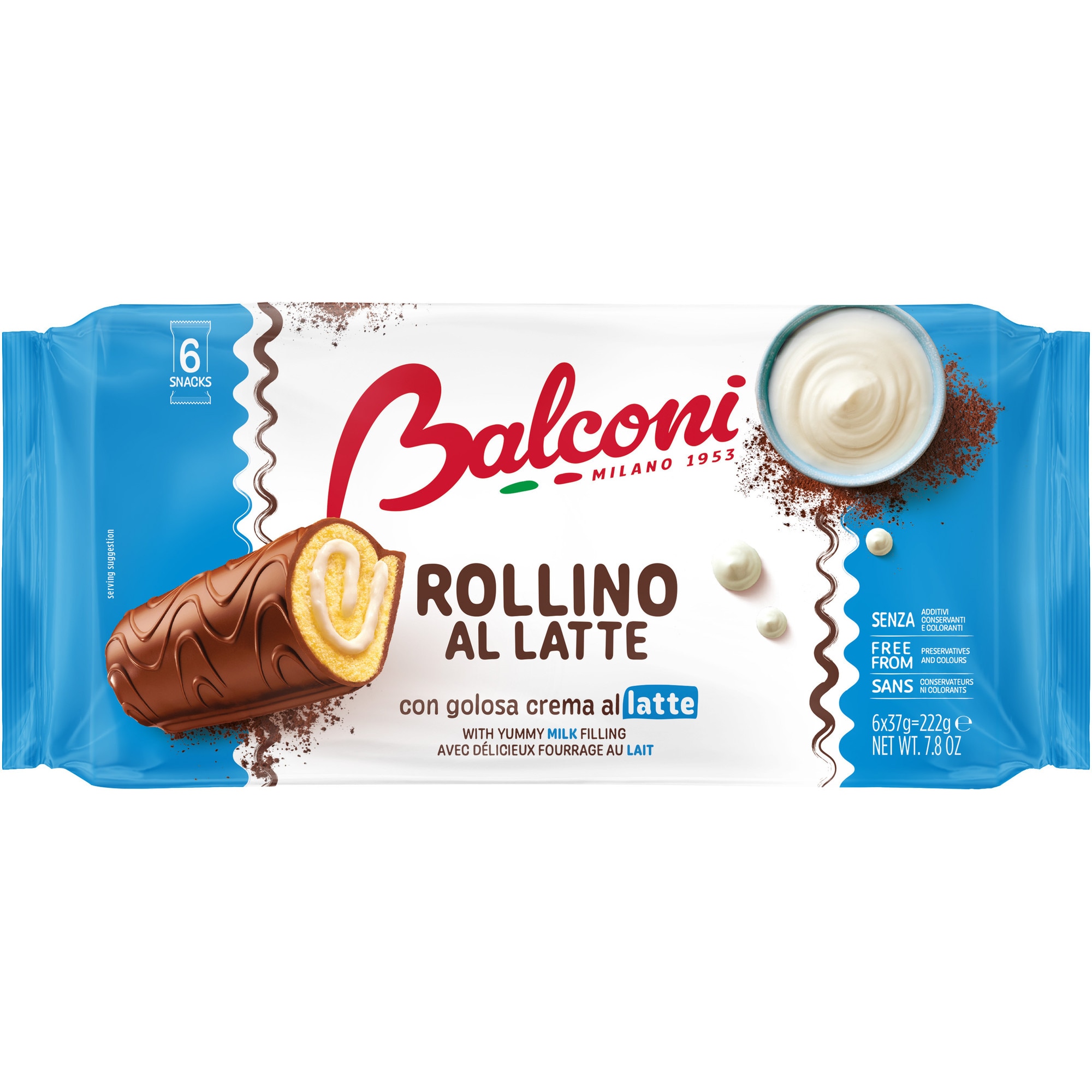 Rulade glazurate, cu crema de lapte, 6 mini, Balconi, 222 g - eMAG.ro