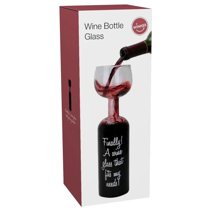 Pahar - Wine Bottle Glass, Sticla, Transparent, 750 ml - eMAG.ro