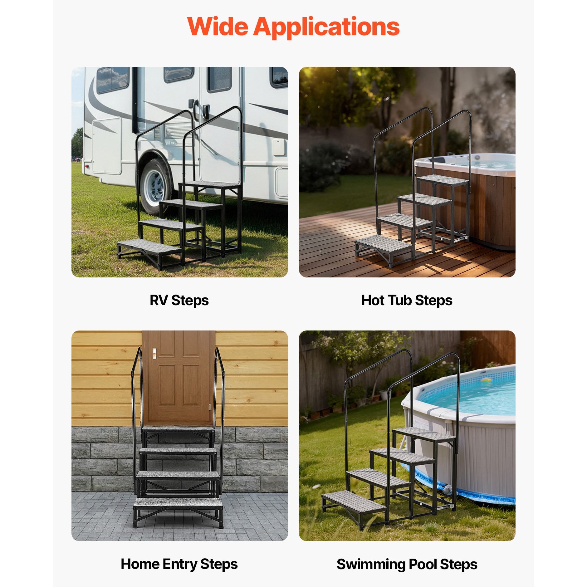 Scara pentru rulota si camper, 4 trepte, Doua balustrade, Capacitate ...