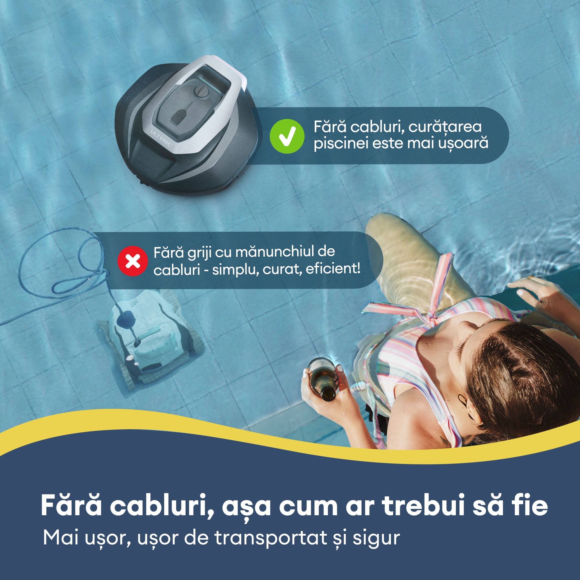 Ultenic Pooleco 10S Robot Piscina fara Fir, Aspirator Automat pentru ...
