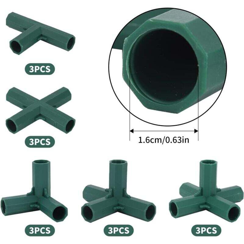Conector cadru pentru sera / bracket de fixare 16 mm, set 4 tipuri (cot ...