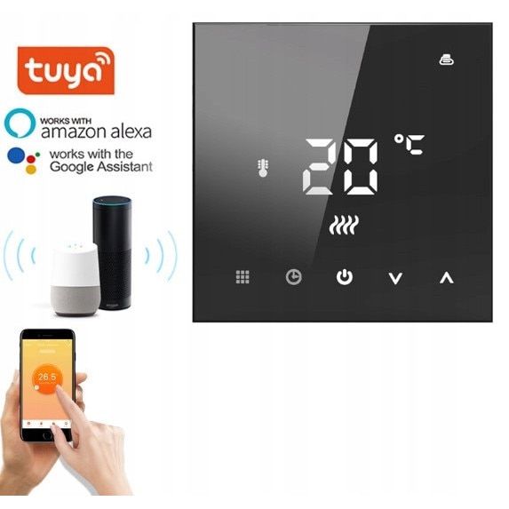 Termostat digital WiFi programabil, 16A, senzor dublu, alb, 8.6x8.6x1cm ...