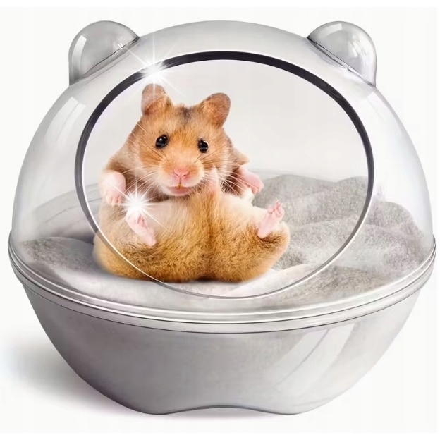 Baie cu nisip pentru hamsteri si rozatoare mici, transparenta ...