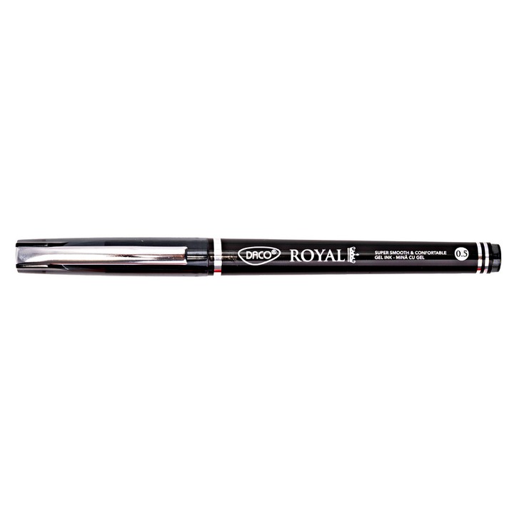 Pix cu gel Royal, cerneala neagra, varf 0.5 mm - Albastru DACO sku28 ...