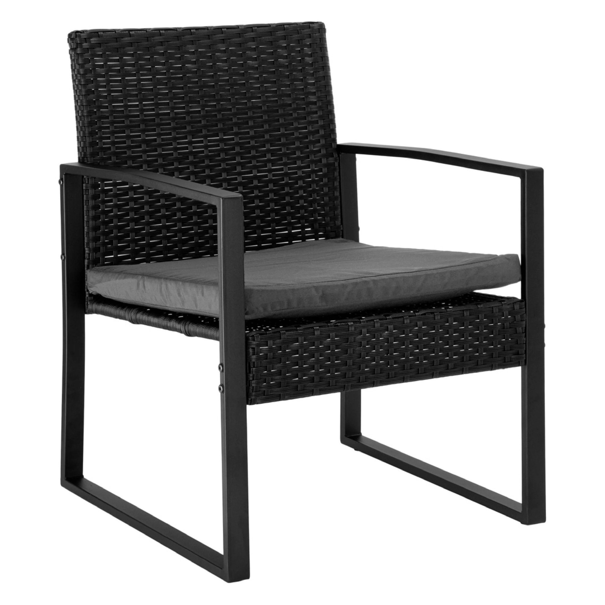 Set mobilier de gradina din ratan cu masuta de cafea, 2 scaune, negru ...
