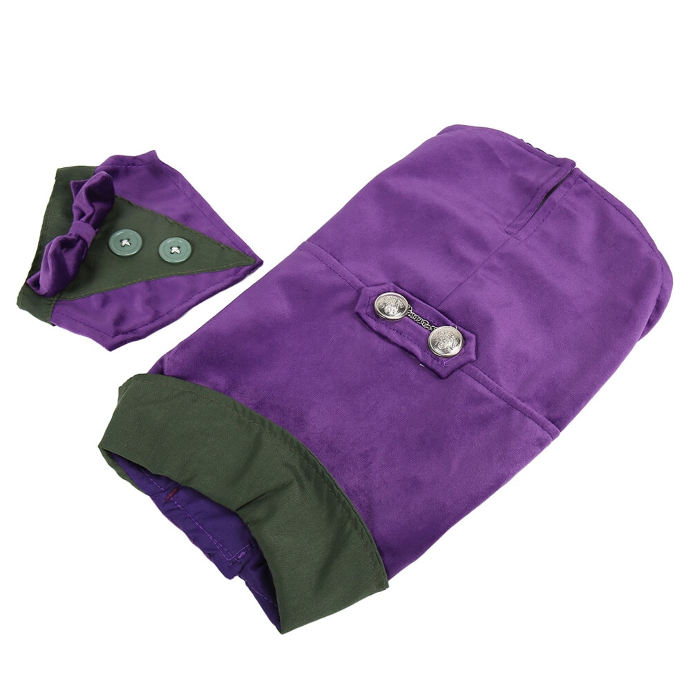 Costum elegant violet pentru caini si pisici mici si medii XL, papion ...