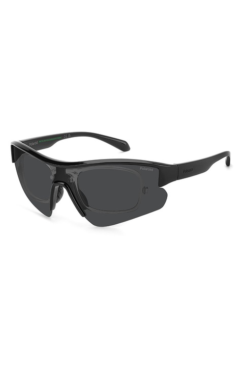 Polaroid, Ochelari de soare wrap cu lentile polarizate, Negru, 99-01 ...