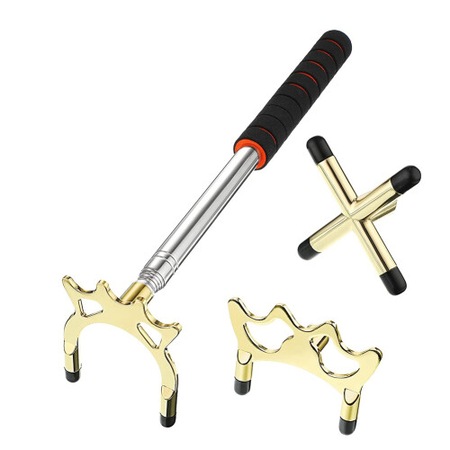 Pod extensibil pentru tac biliard, 3 capete din alama, inox, auriu ...