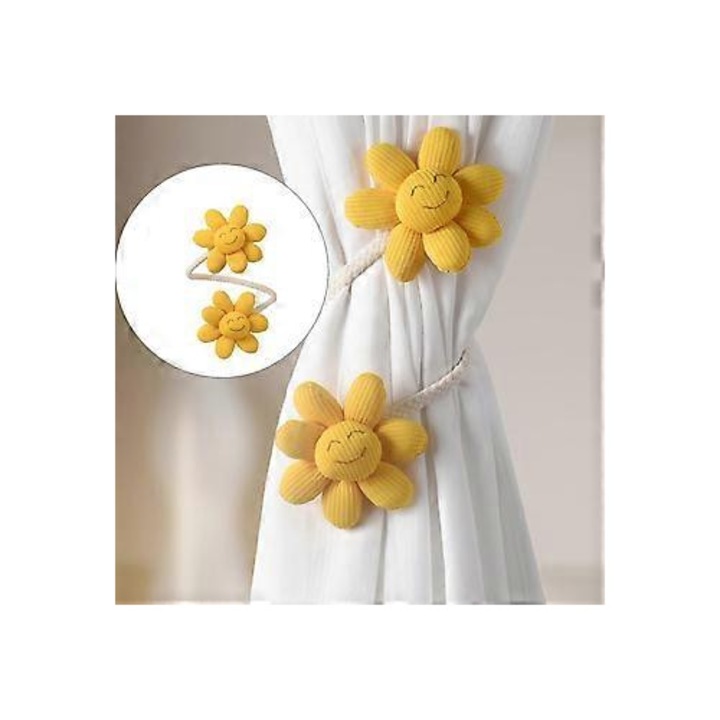 Set 2 cleme pentru perdele, floare, verde inchis - eMAG.ro