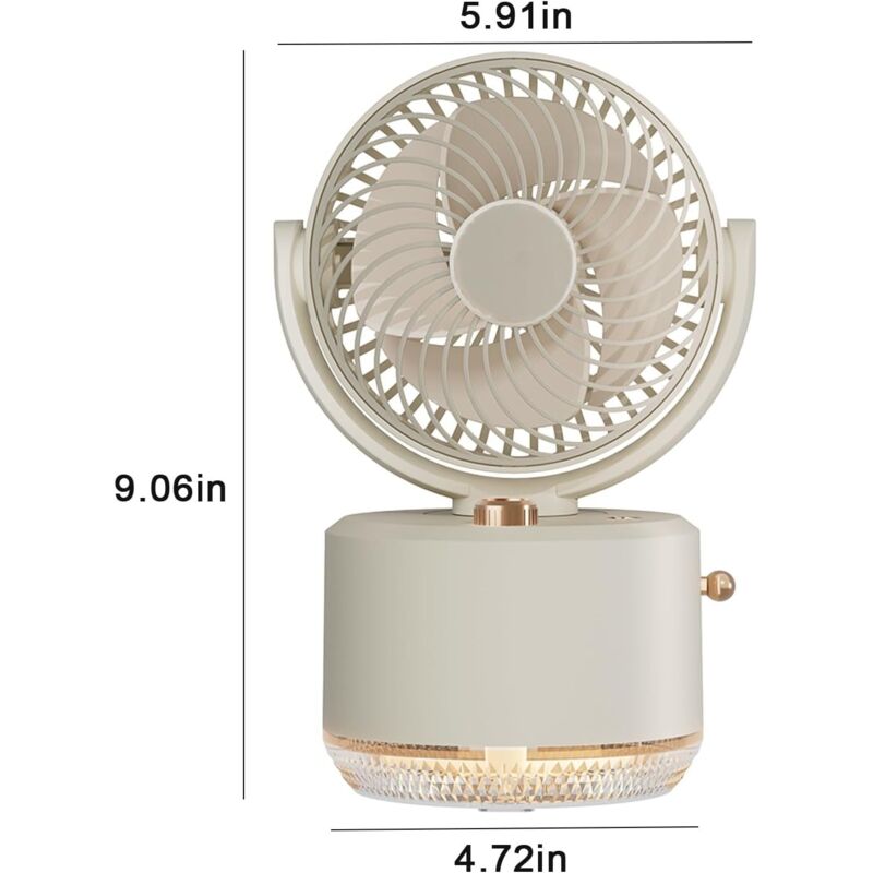 Ventilator de birou portabil cu pulverizare apa, LED colorat, 300ml ...