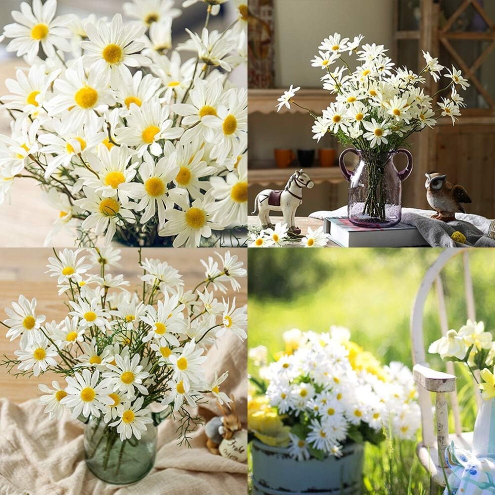 Buchet flori artificiale margarete matase 50 flori alb 10x bunches ...
