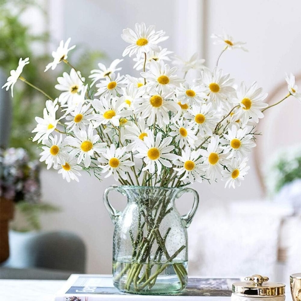 Buchet flori artificiale margarete matase 50 flori alb 10x bunches ...