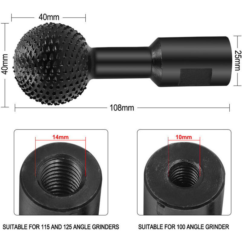 Freza rotativa pentru lemn, 40mm, otel carbon, 14mm, pentru polizor ...