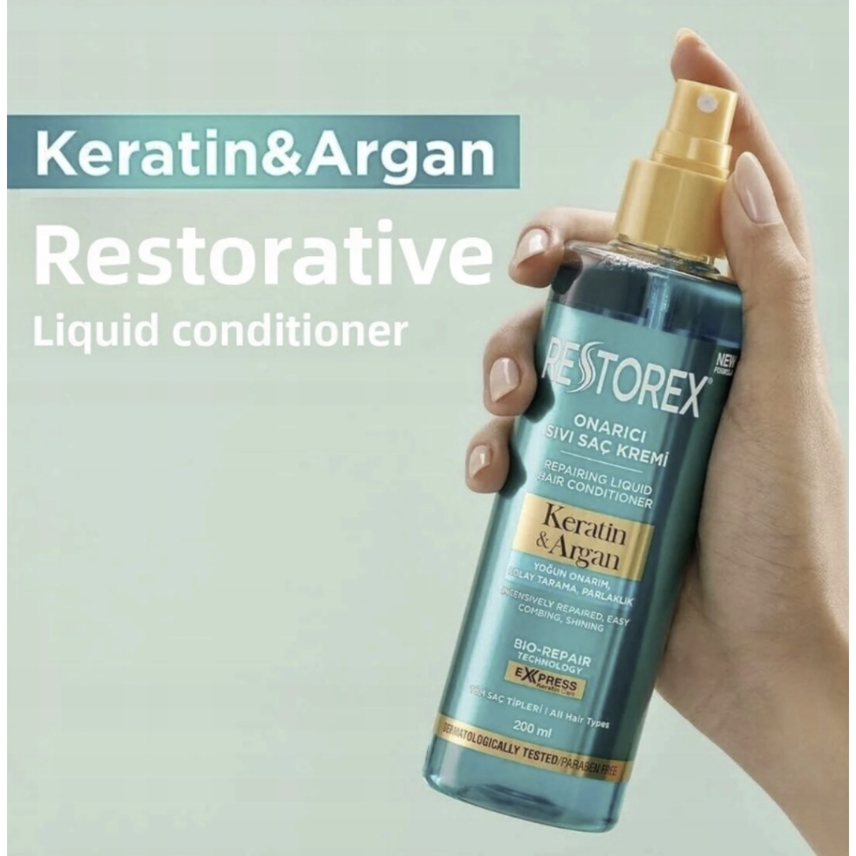 Set Sampon si Balsam Restorex Keratin & Argan 500ml + 200ml, pentru par ...