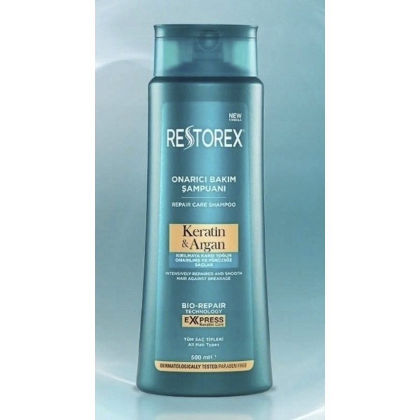 Set Sampon si Balsam Restorex Keratin & Argan 500ml + 200ml, pentru par ...