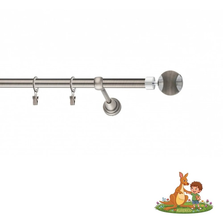 Galerie simpla perdea Kleideco ALASKA, Metal, Diametru 19 mm, Capete ...