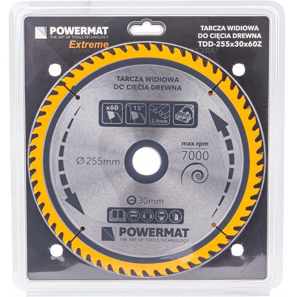 Disc, lama de ferastrau pentru lemn, 255x30x60Z, Powermat - eMAG.ro